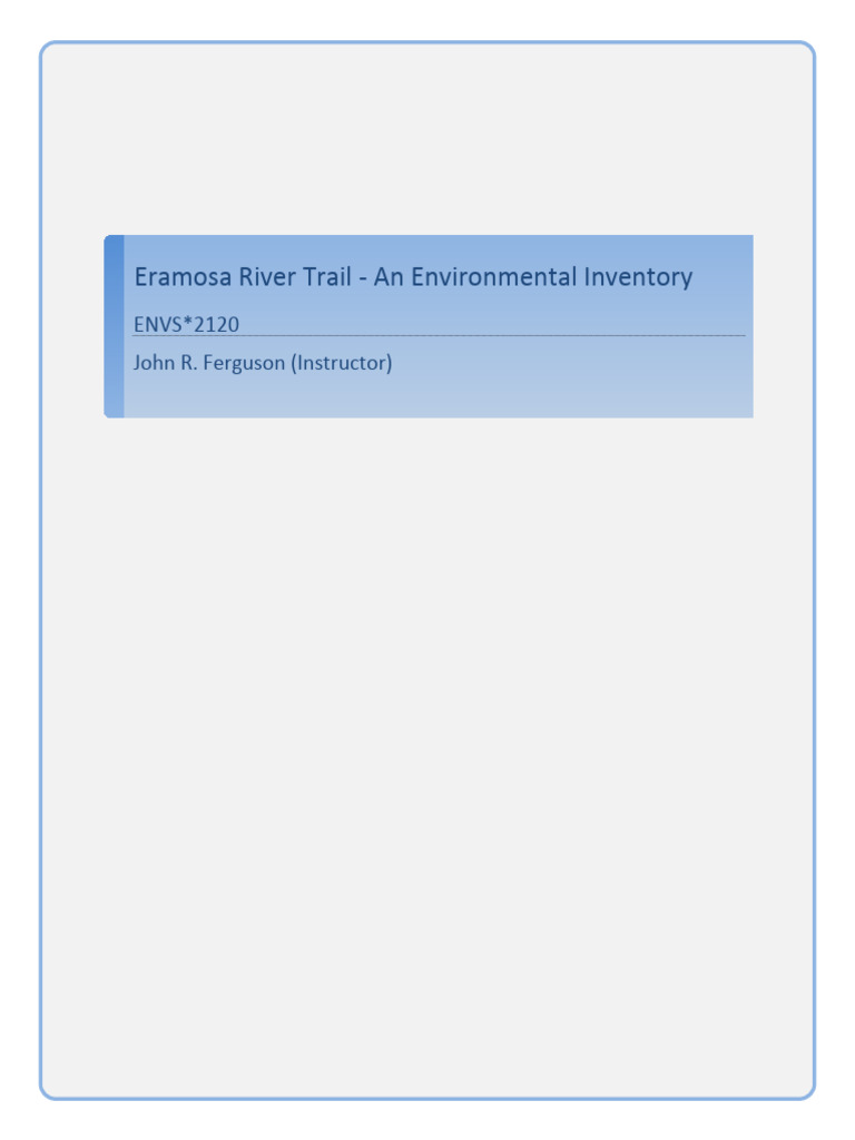 Eramosa River Trail Environmental Survey | PDF | Loam | Wetland