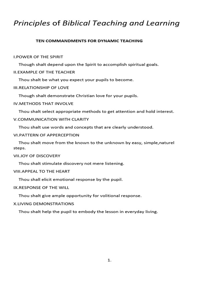 Ten Commandments for Effective Teaching | PDF | Teachers | Learning