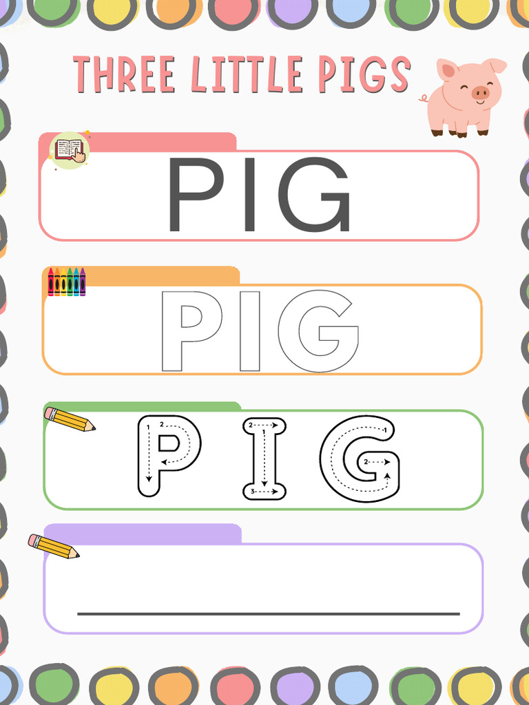 3 Little Pigs Vocabulario Tracing | PDF