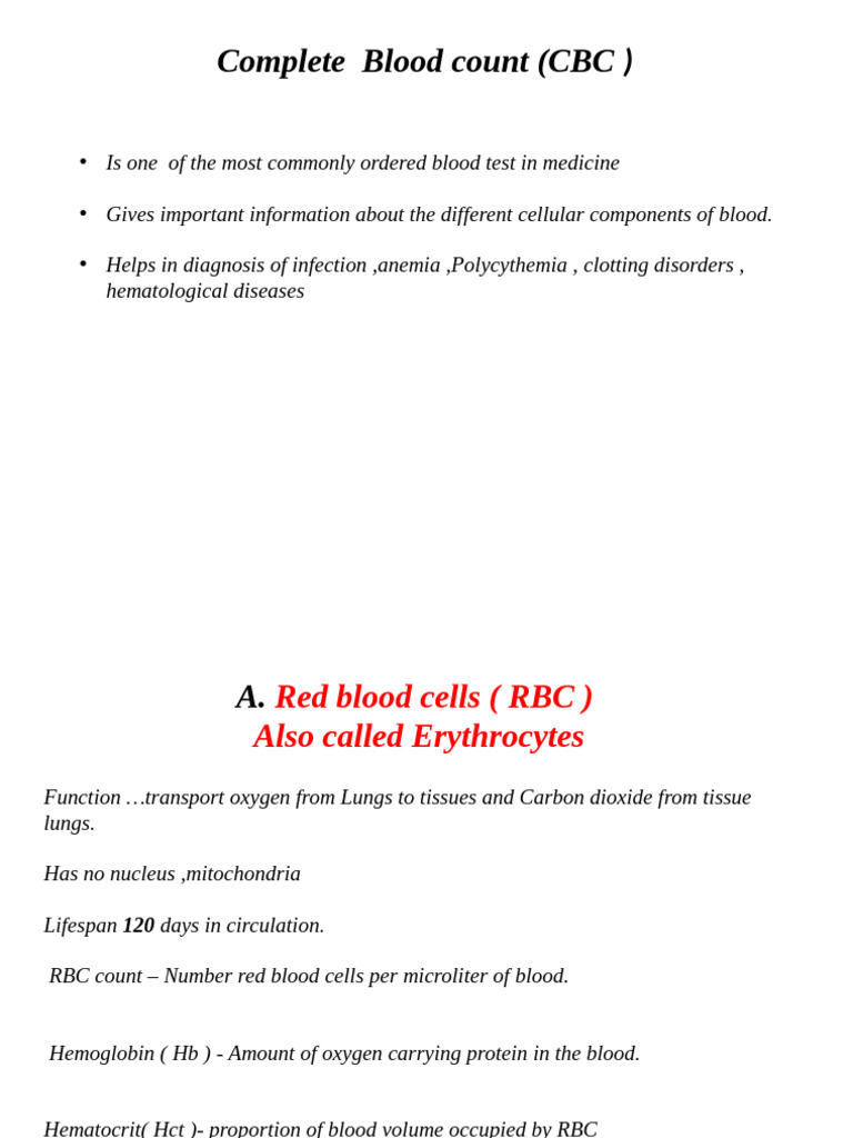 Complete Blood Count (CBC) | PDF | Granulocyte | White Blood Cell