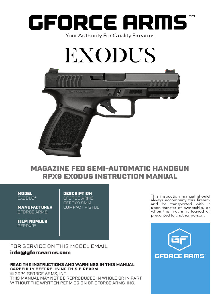 GForce Arms RPX9 Exodus Manual | PDF | Firearms | Cartridge (Firearms)