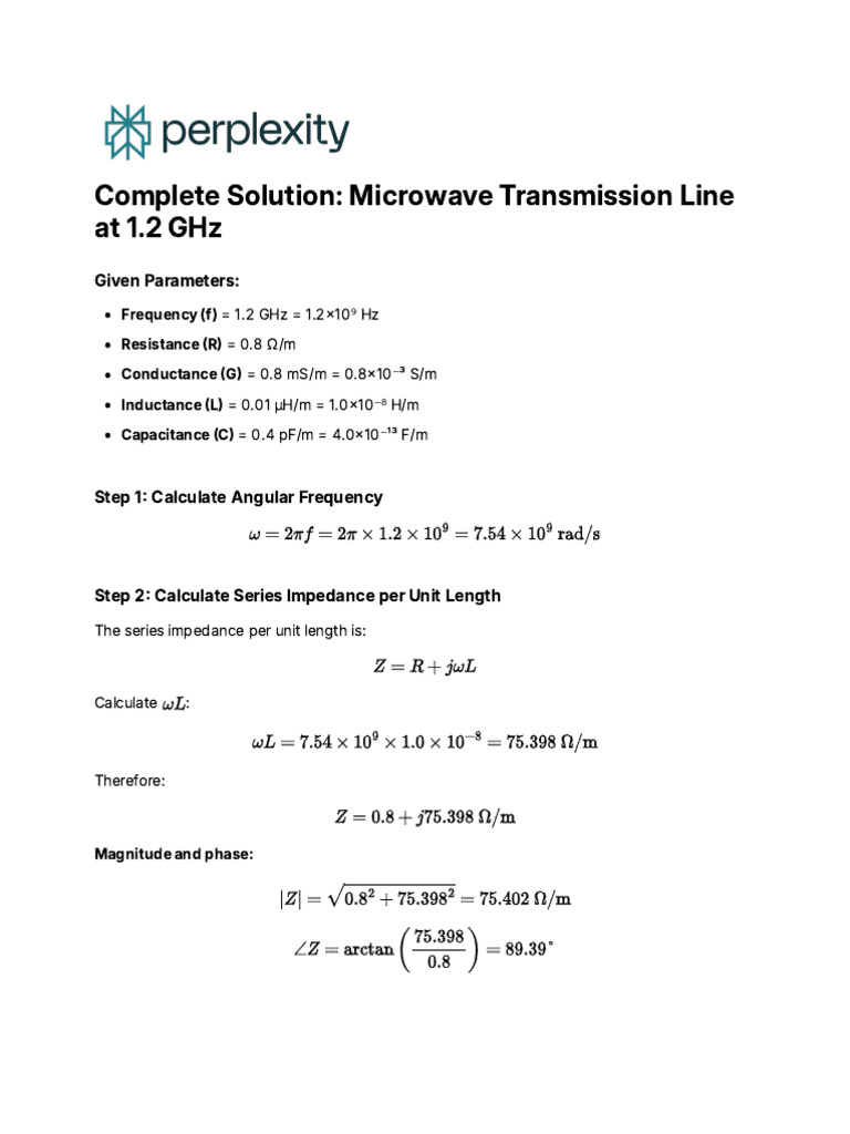 Complete Solution - Microwave Transmission Line at | PDF
