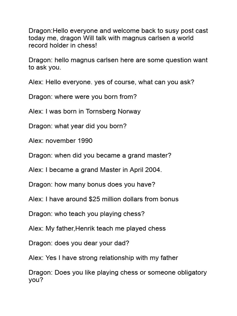 Script of Dragon, Alex | PDF
