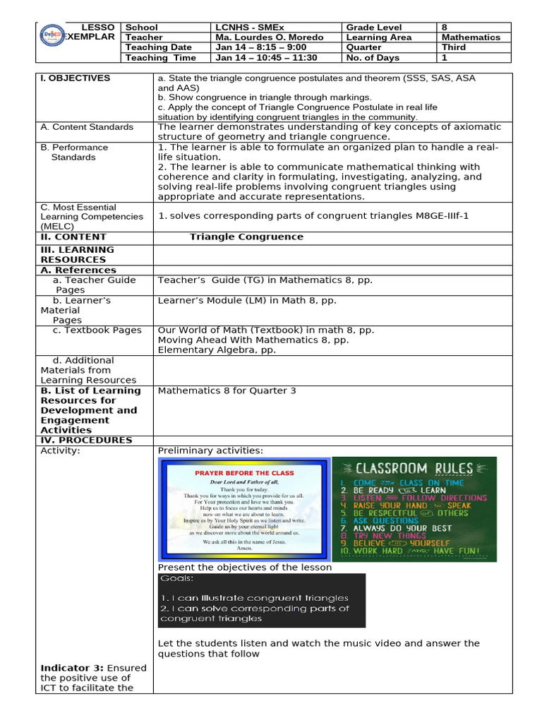COT 3 Solving Corresponding of Congruent Triangles | PDF | Mathematics ...