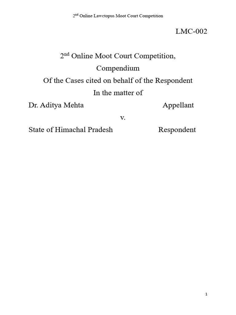 Compendium For The Respondent LMC002 | PDF | Public Law | Common Law