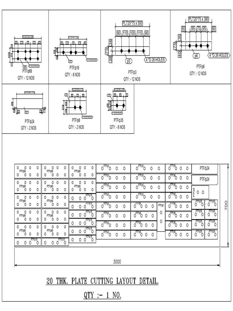 20 THK Plate Cutting Layout For Platform-1-Model | PDF