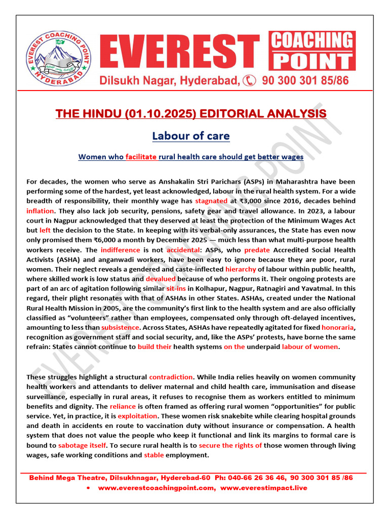 The Hindu (01.10.2025) Editorial Analysis | PDF | Inflation | Economies