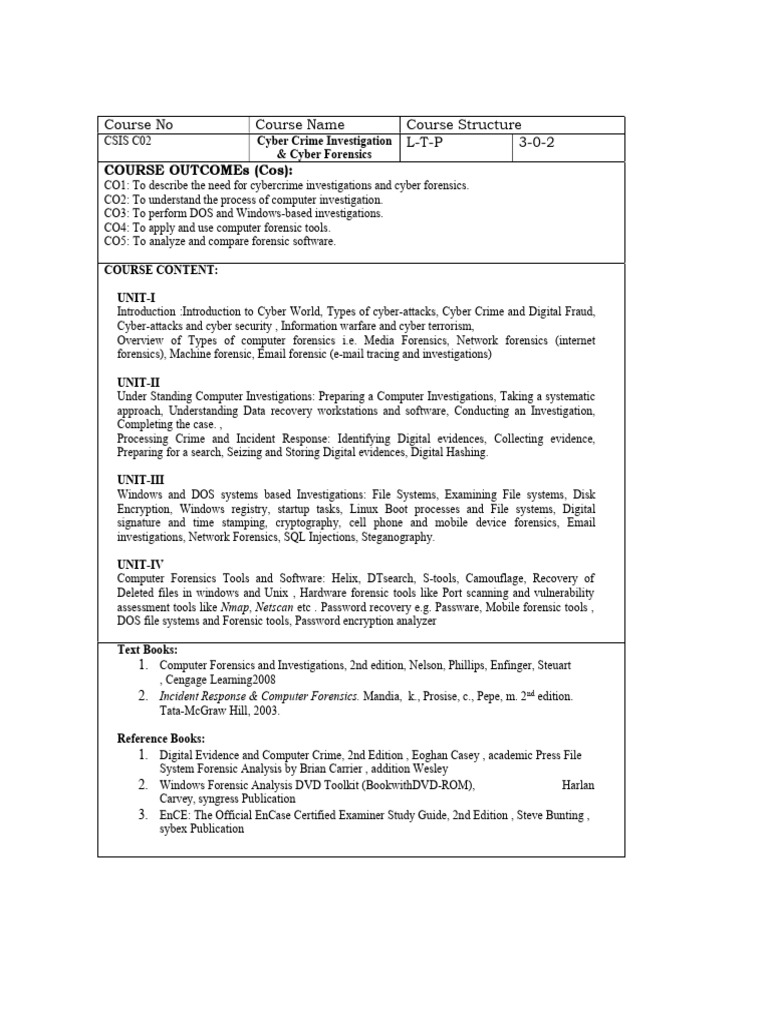 Cyber Crime Investigation Course Overview | PDF | Computer Forensics ...