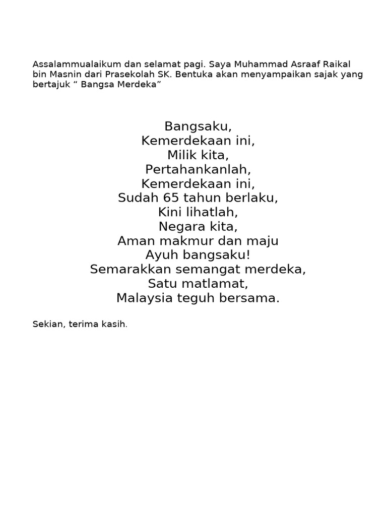 Sajak Merdeka | PDF