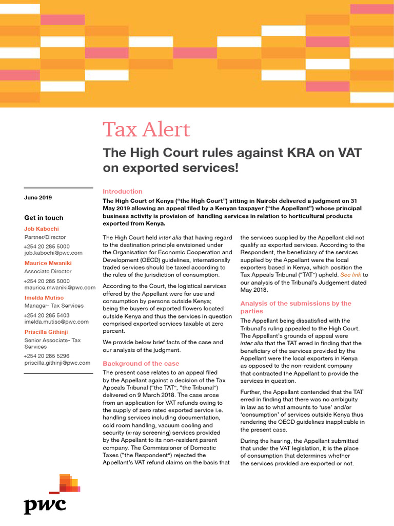 High Court Ruling on VAT for Exported Services | PDF | Taxes | Judgment ...