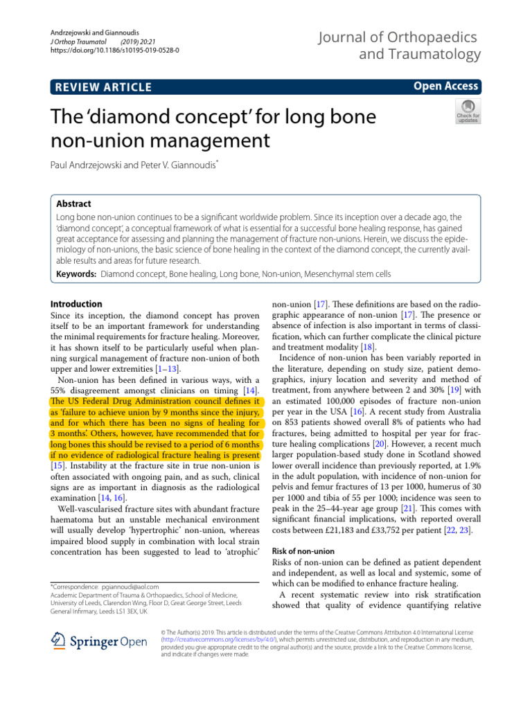 Diamond Concept in Long Bone Non-Union | PDF | Osteoblast | Bone
