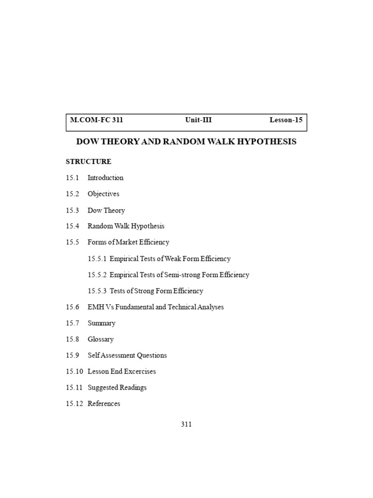 Dow Theory vs. Random Walk Hypothesis | PDF | Market Trend | Efficient ...