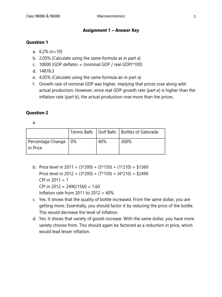 Answer Key For Assignment 1 Spring 2025 | PDF | Interest | Real Interest Rate