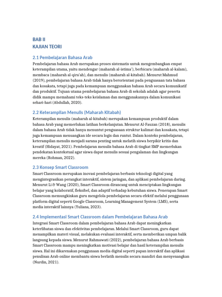 BAB II Kajian Teori Smart Classroom Bahasa Arab | PDF