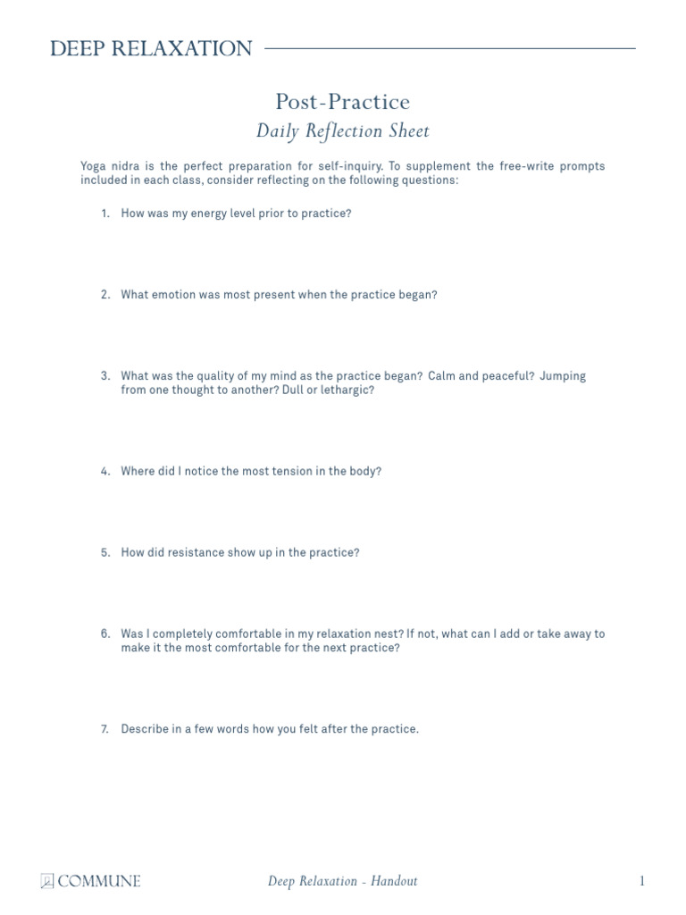 HANDOUT Deep Relaxation | PDF