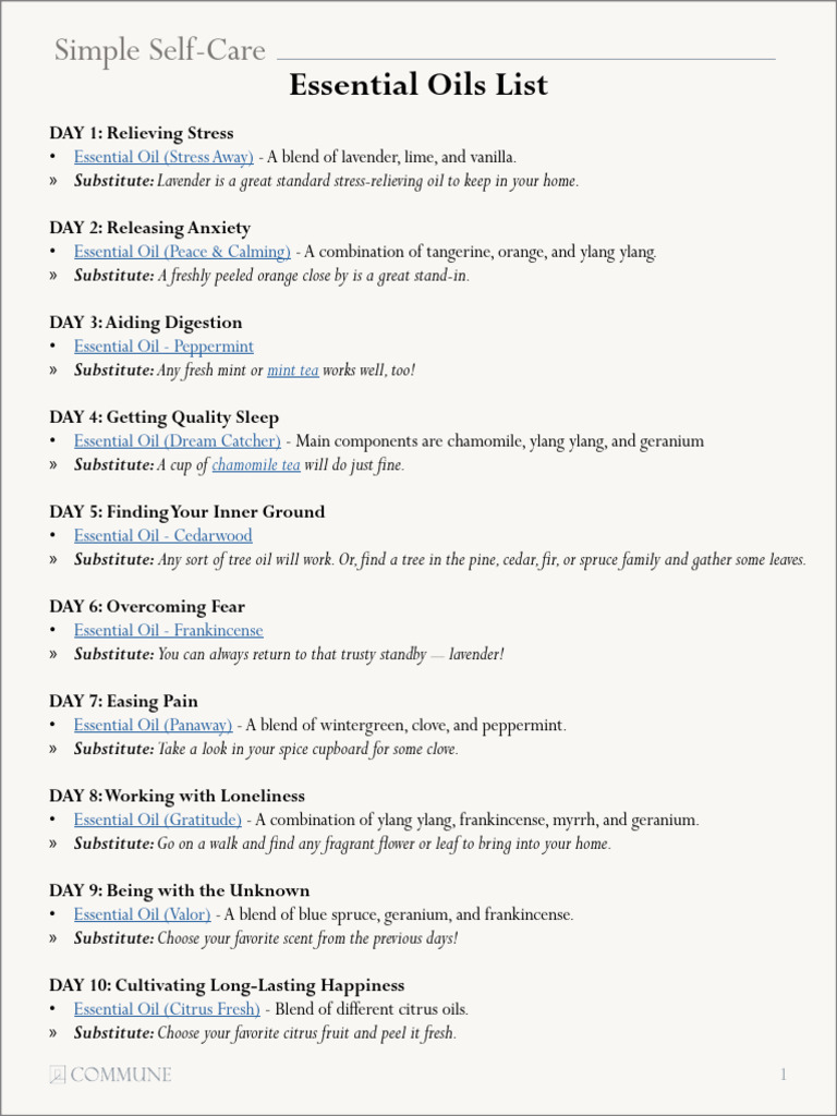 Simple Self-Care Essential Oils | PDF