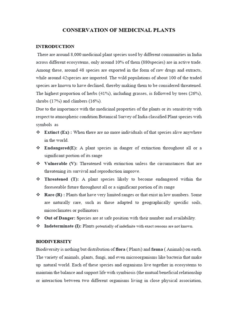 Conservation of Medicinal Plants in India | PDF | Conservation Biology ...