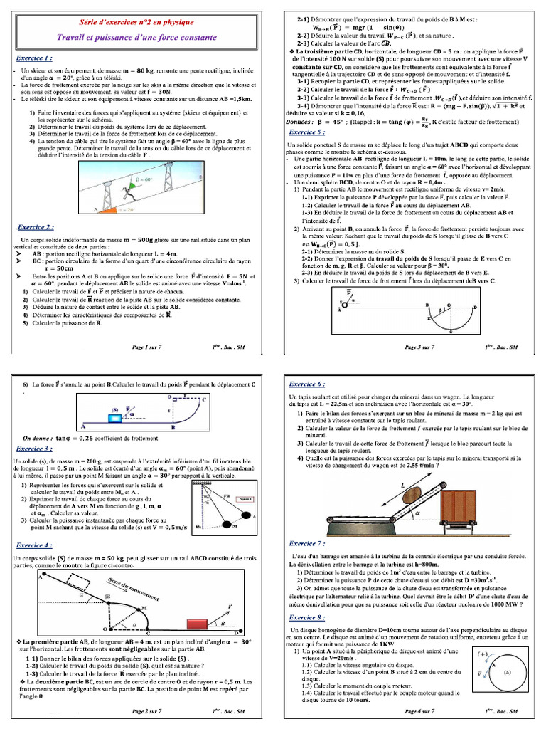 Serie D Exercices P2 Travail Et Puissance - Removed | PDF