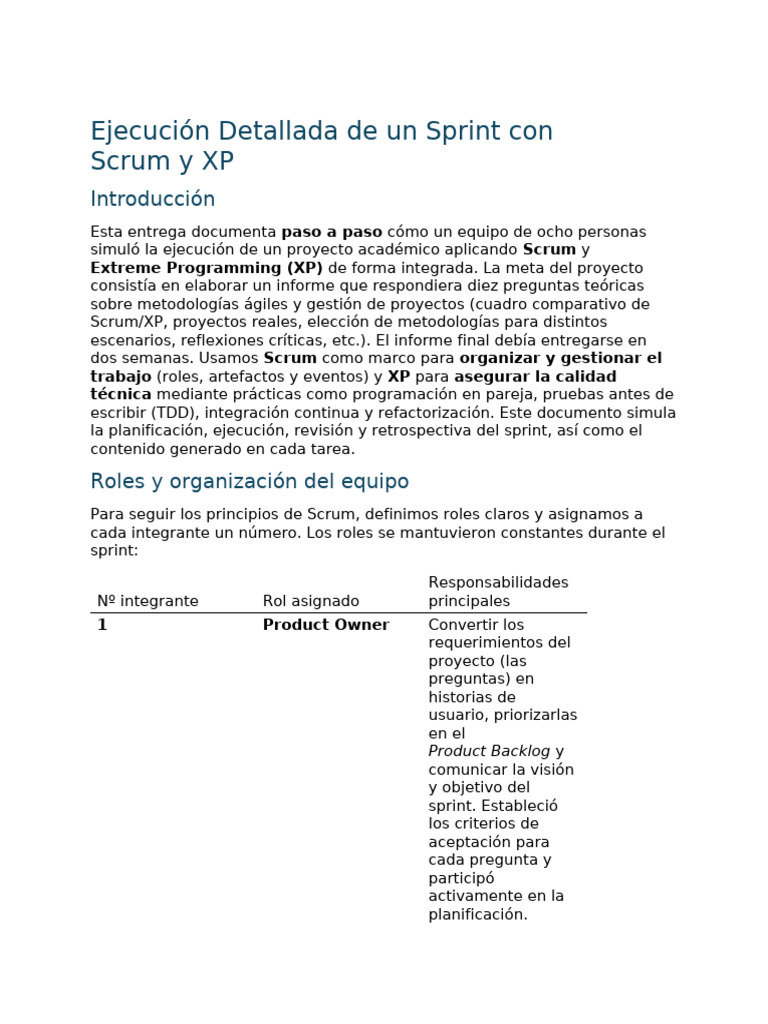 Análisis Documento Scrum XP | PDF | Scrum (desarrollo de software) | Software