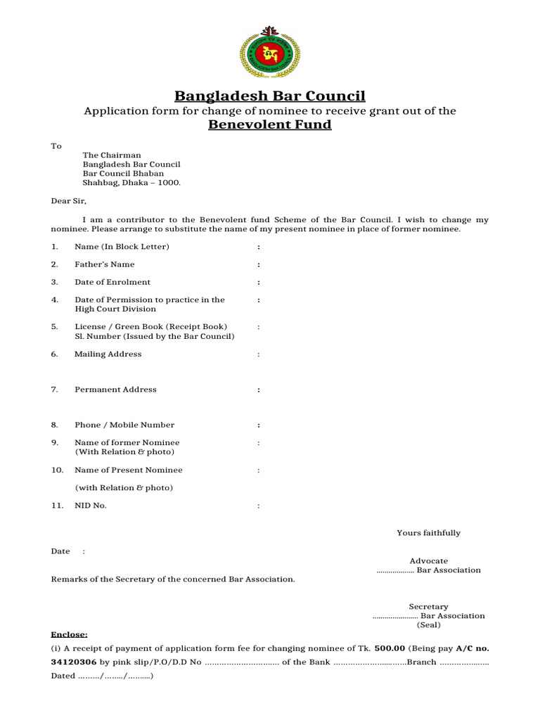 21 Application For Nominee Change of Benevolent Fund | PDF