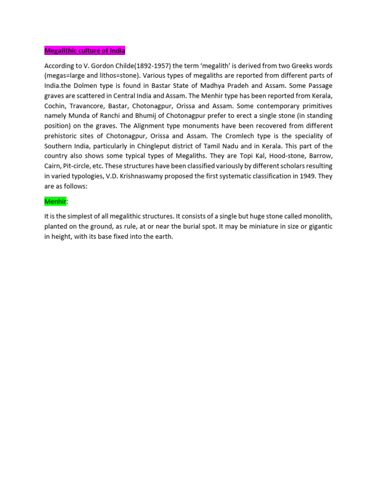 Megalithic Structures in India | PDF | Burial Monuments And Structures ...