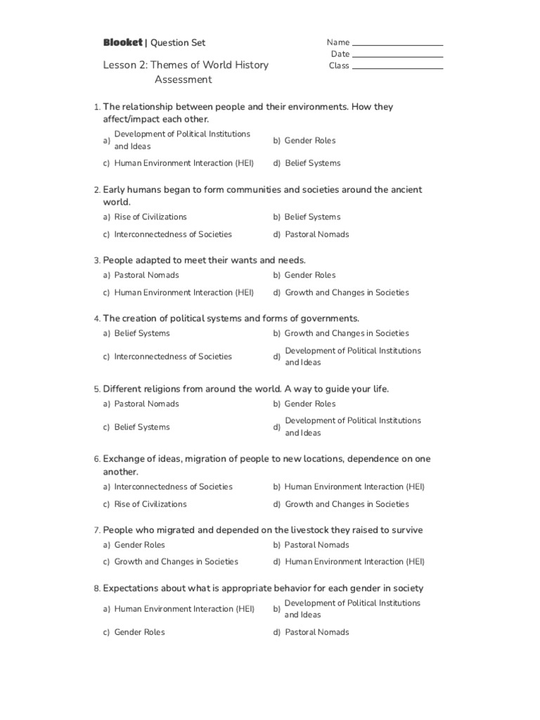 TCI Ancient History - L2 - Themes of World History (Vocab and Themes ...