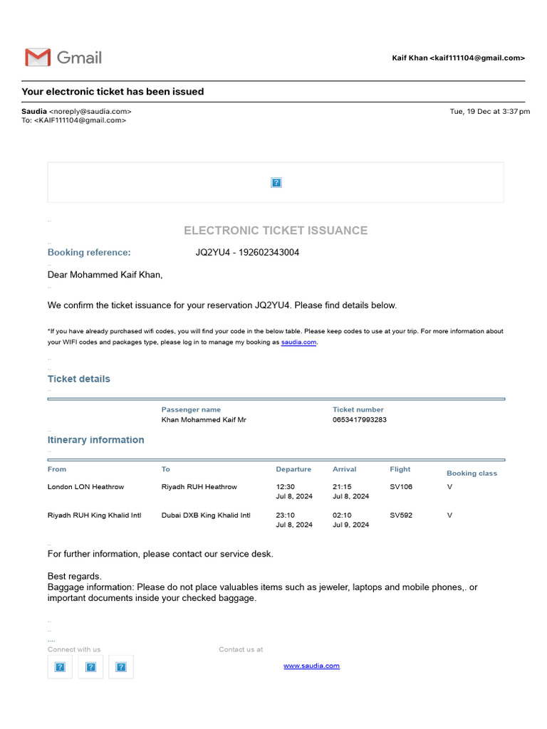 Your Electronic Ticket Has Been Issued | PDF | Civil Aviation | Airlines