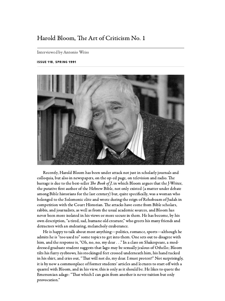 Harold Bloom: Criticism and Legacy | PDF