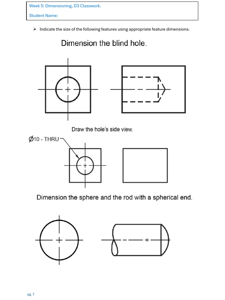 Dimensioning Techniques Classwork Guide | PDF