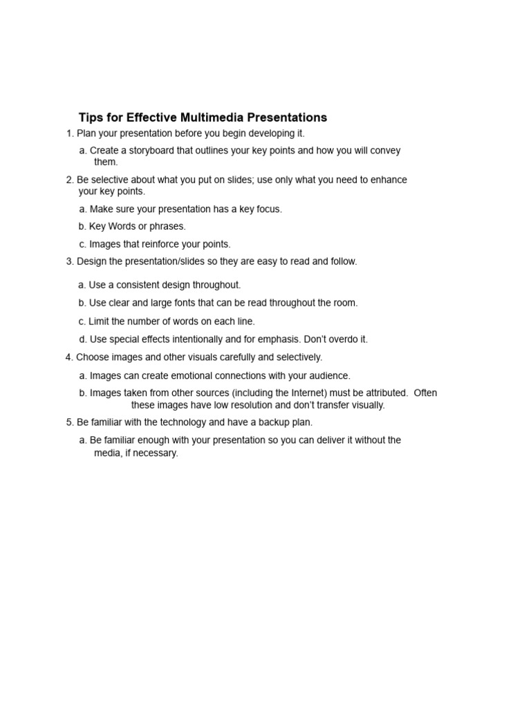 Tips For Effective Multimedia Presentations | PDF
