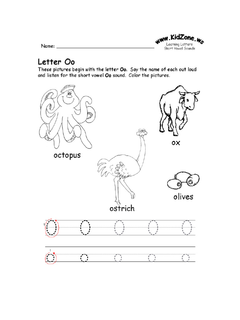 Short Oo Coloring and Learning Letters Worksheet | PDF