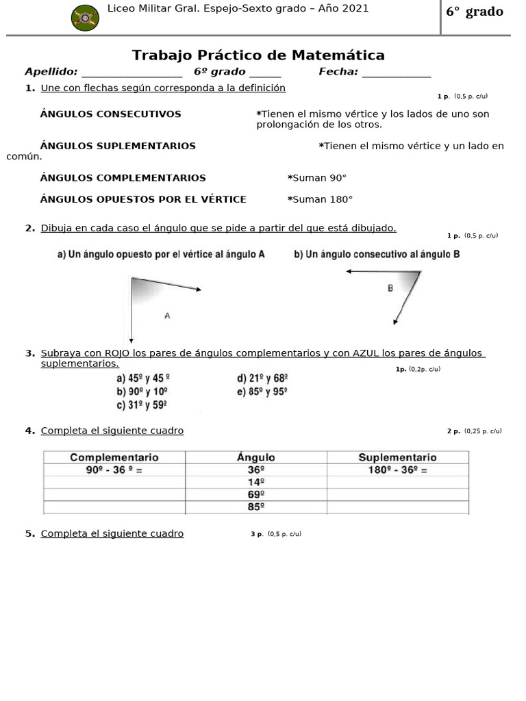 TPde Matemática Ángulos | PDF