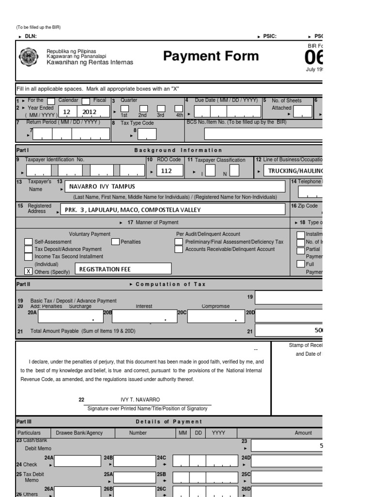 BIR Form 0605 Payment Instructions | PDF | Withholding Tax | Taxes