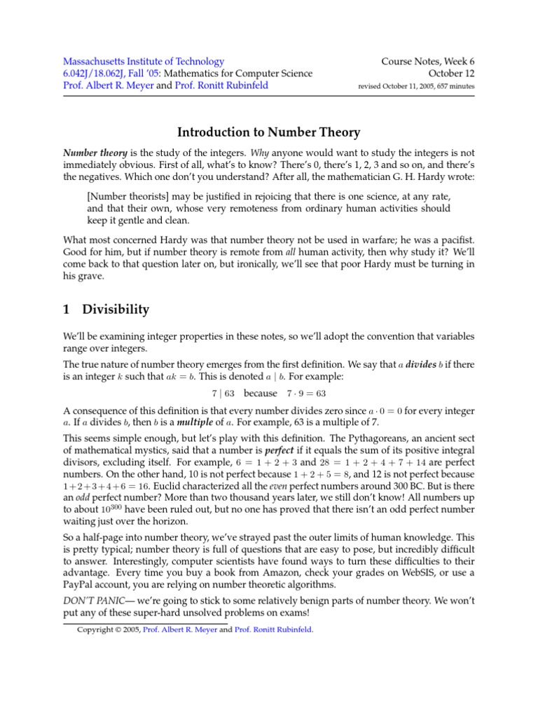 Introduction To Number Theory | PDF | Prime Number | Numbers