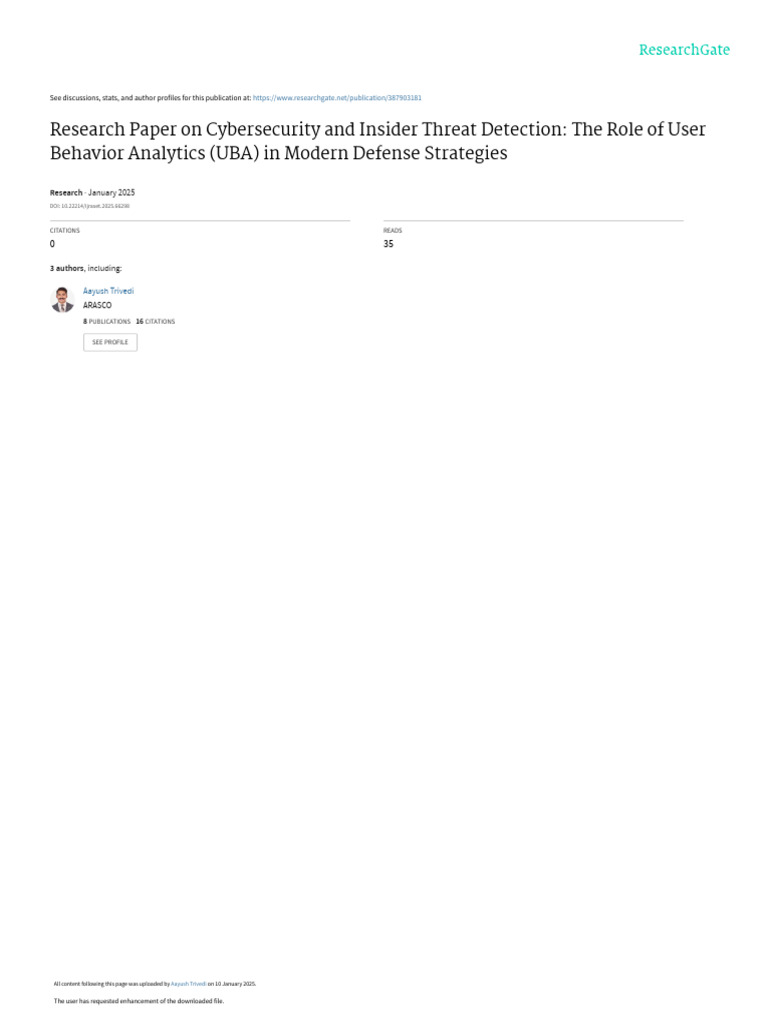 CybersecurityandInsiderThreatDetection UBA | PDF | Security | Computer ...