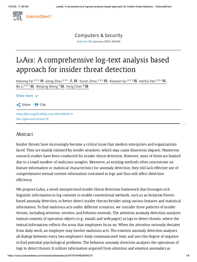 LaAeb: Insider Threat Detection Framework | PDF | Computer Security ...