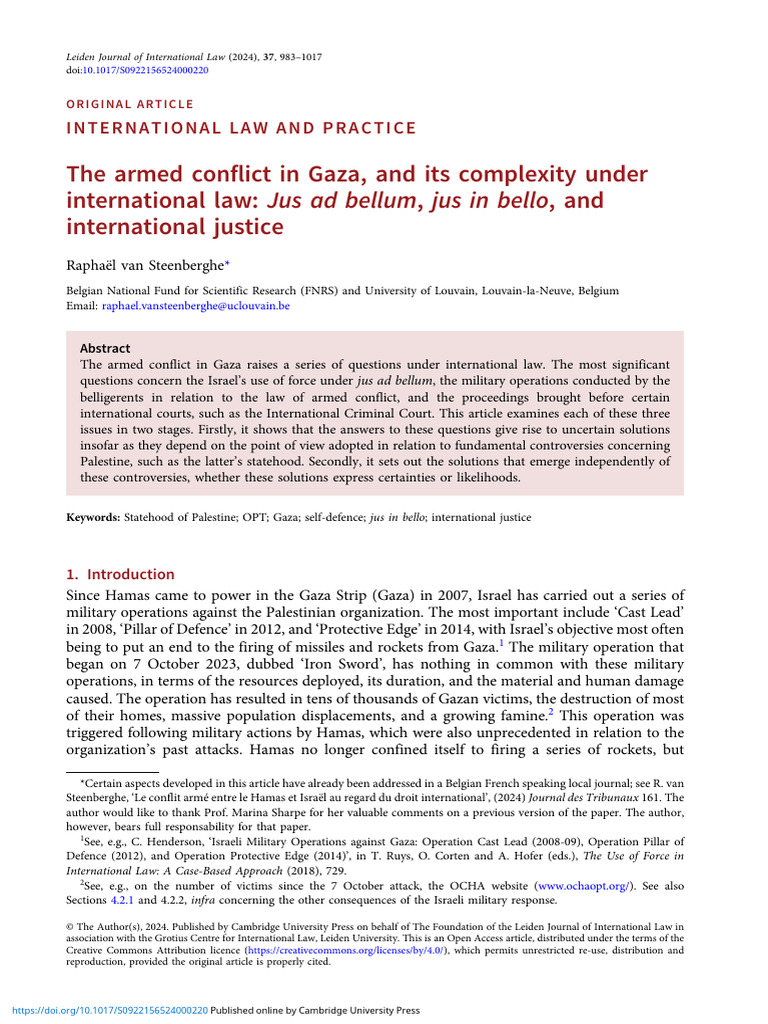 The Armed Conflict in Gaza and Its Complexity Under International Law ...