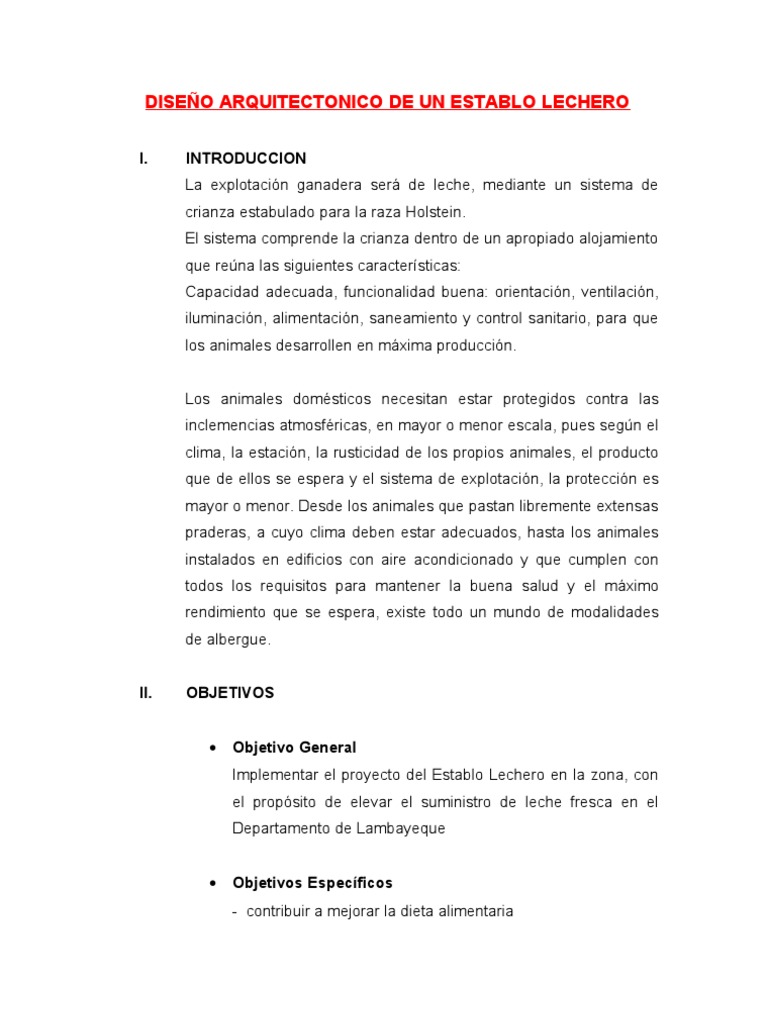 Diseño Arquitectónico de Un Establo Lechero | PDF | Vacas | Leche