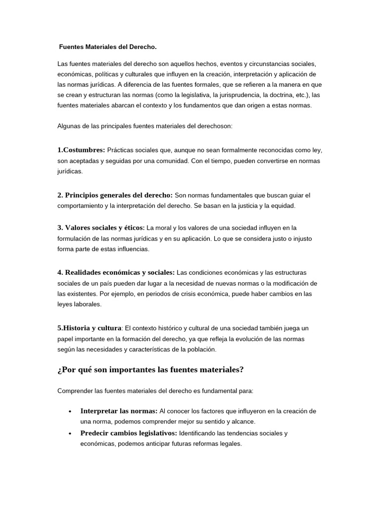 Fuentes Materiales del Derecho Explicadas | PDF | Justicia | Crimen y ...