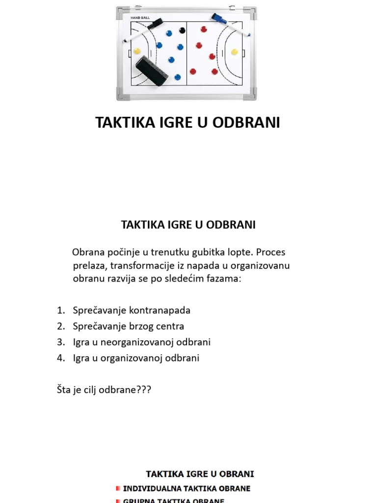 Taktika Igre U Odbrani | PDF