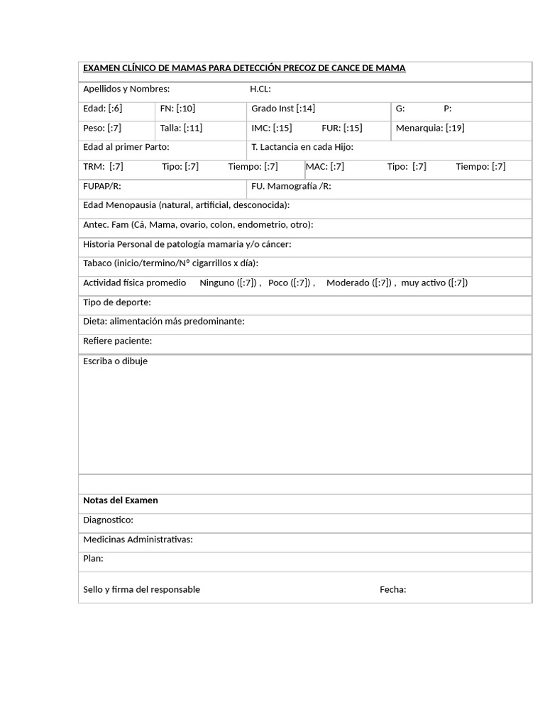 Examen Clínico de Mamas para Detección Precoz de Cance de Mama | PDF