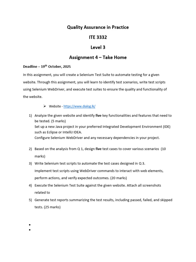 Assignmnet 4 - Quality Assurance in Practice | PDF