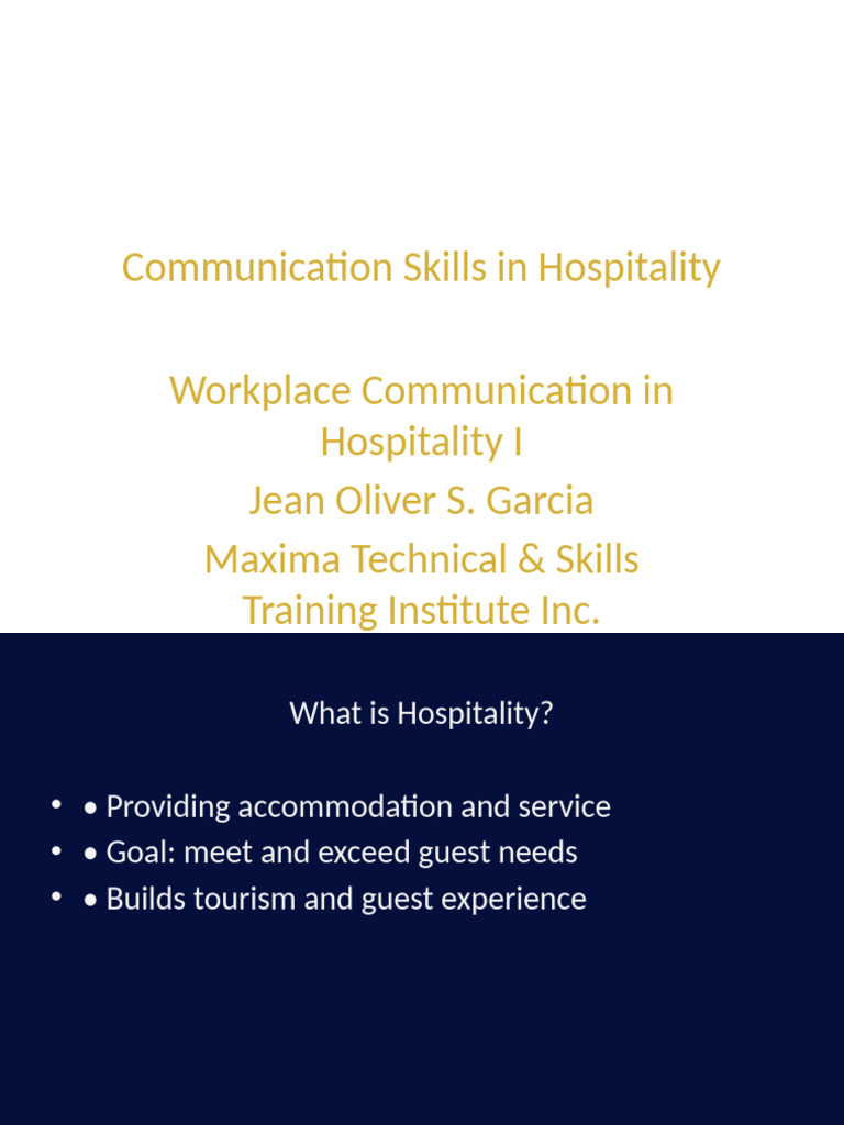 Hospitality Communication Presentation Jean Garcia | PDF