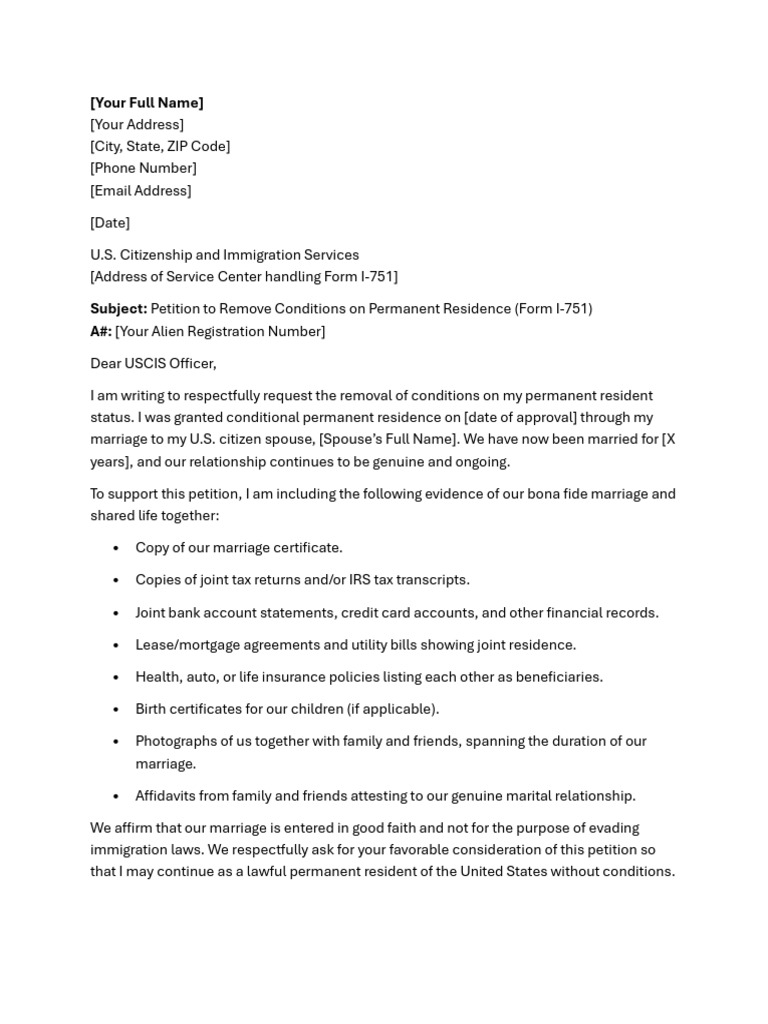 I-751 Petition for Removing Conditions | PDF