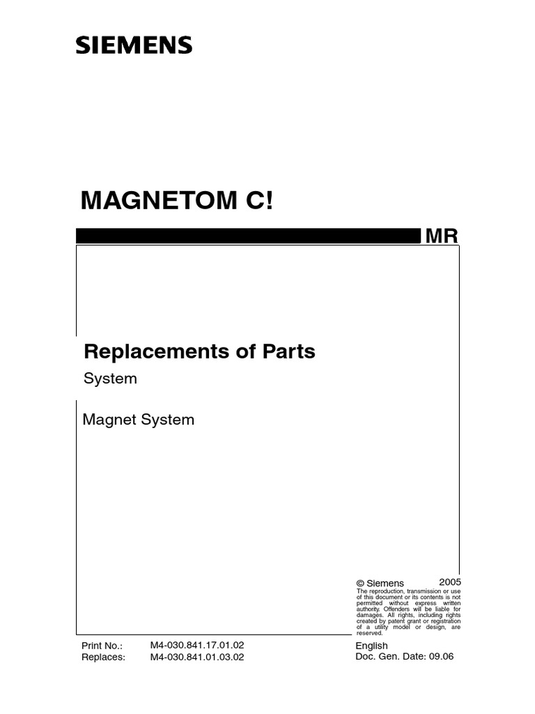 MAGNETOM C! Parts Replacement Guide | PDF | Electrical Engineering ...