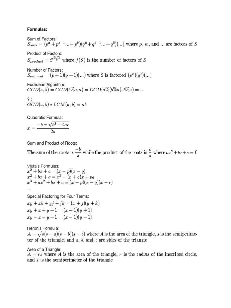 Essential Math Formulas Guide | PDF