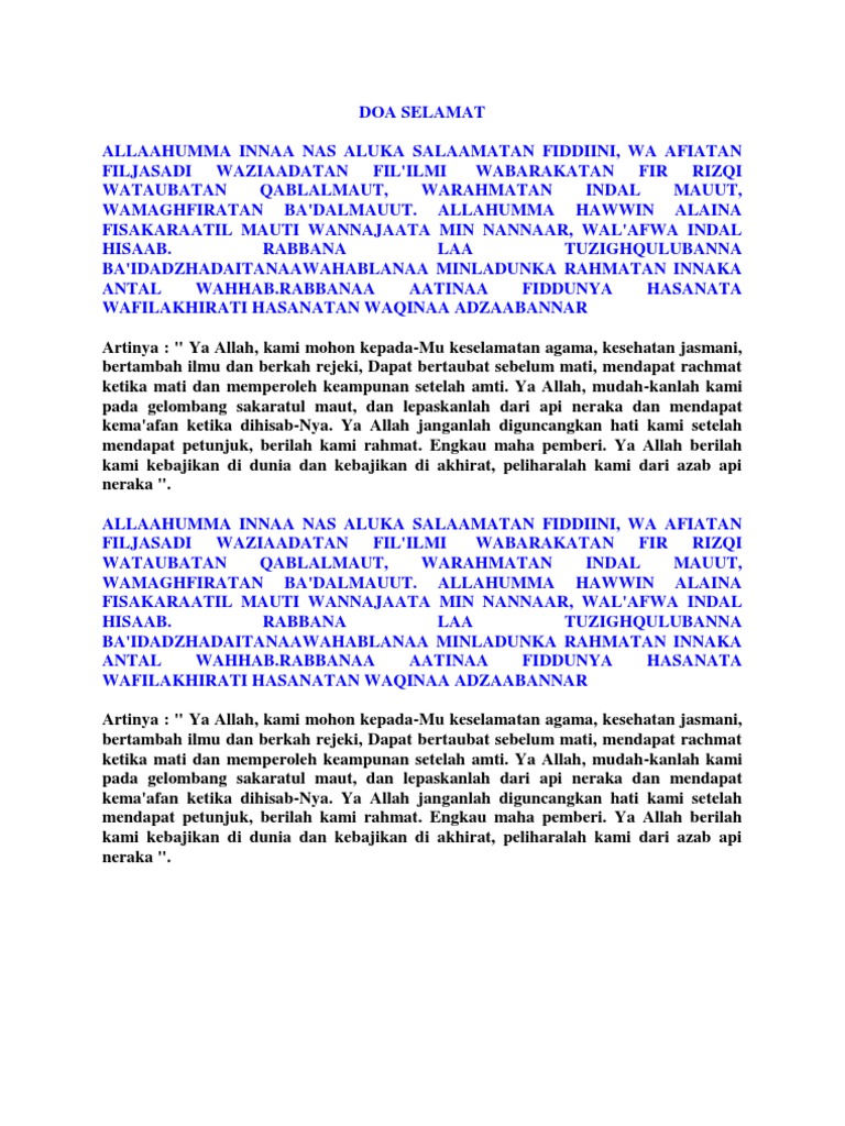 Doa Selamat | PDF