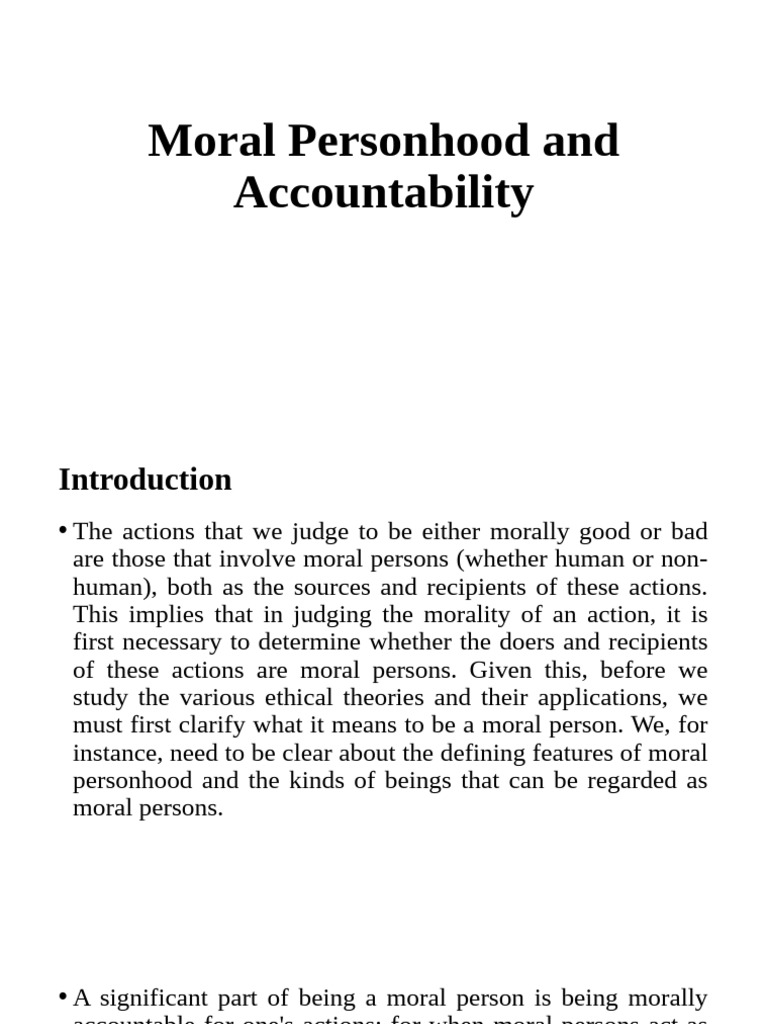 Moral Personhood and Accountability | PDF | Morality | Cognition