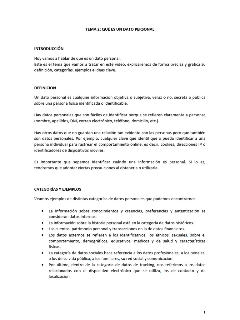 Definición y Tipos de Datos Personales | PDF | Información