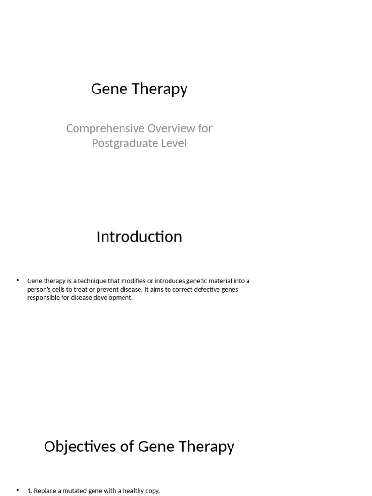 Gene Therapy Postgraduate Presentation | PDF | Gene Therapy | Viral Vector